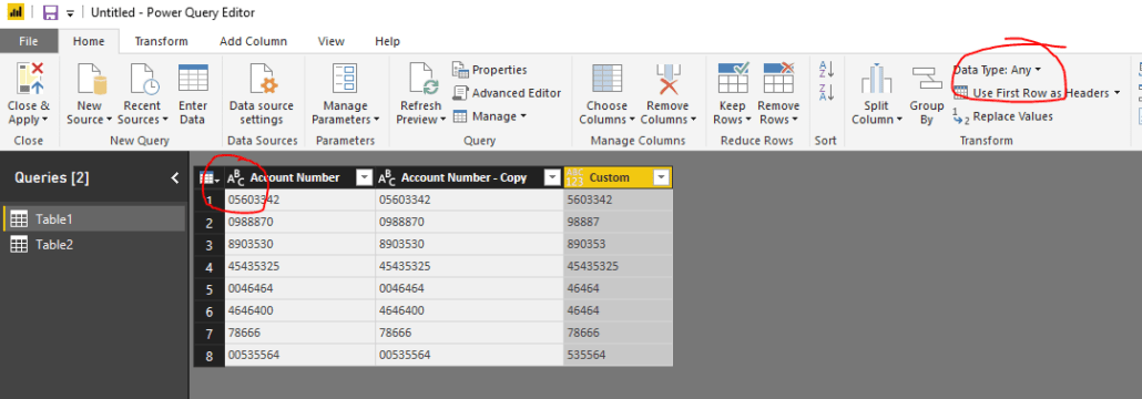 Change Data Types - AbsentData